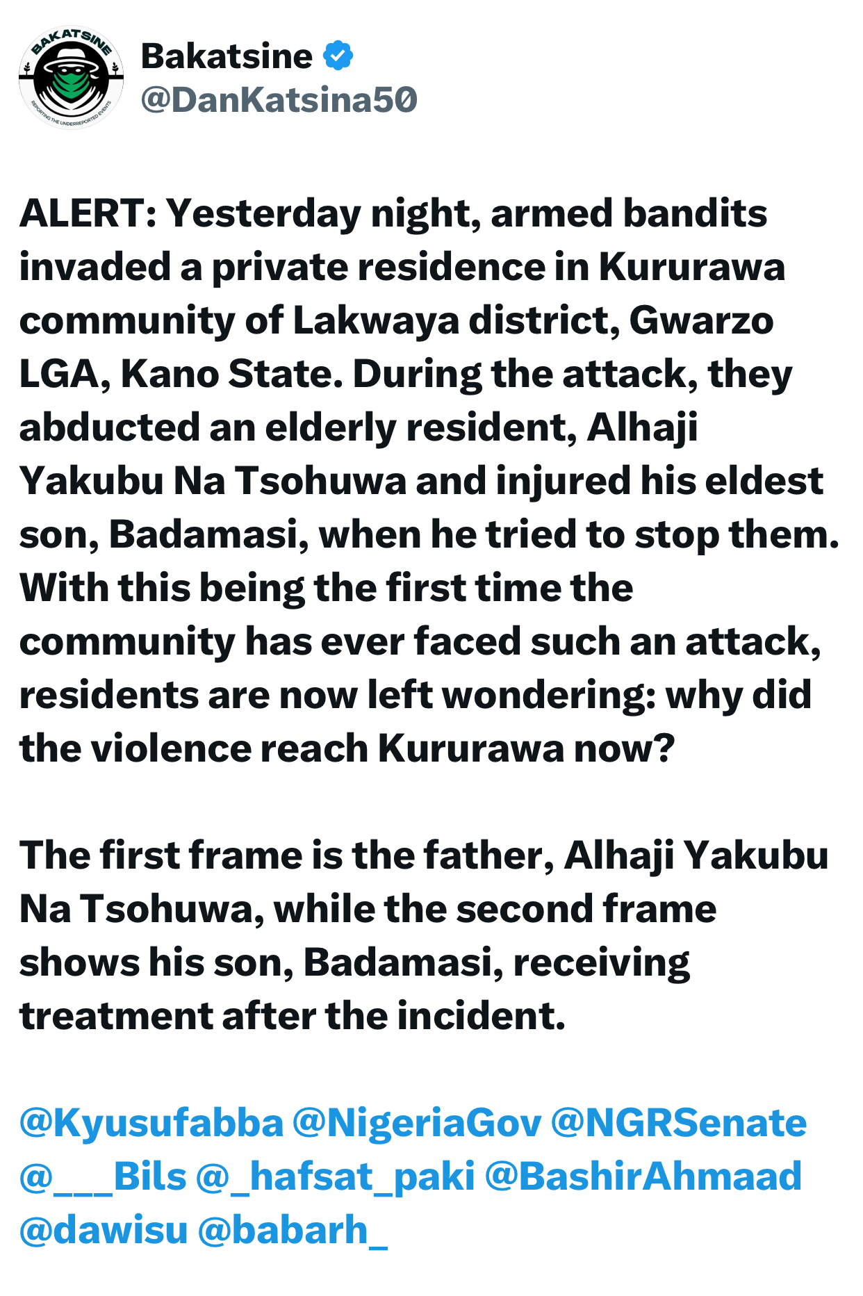 BREAKING: Bandits abduct elderly man, injure son in Kano community ...